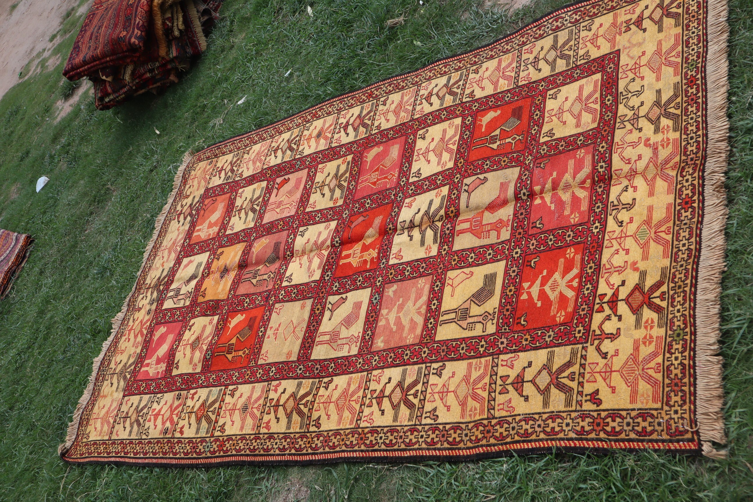 Vintage High Quality Roaster Pattern Turkish Soumak Kilim Rug | Etsy