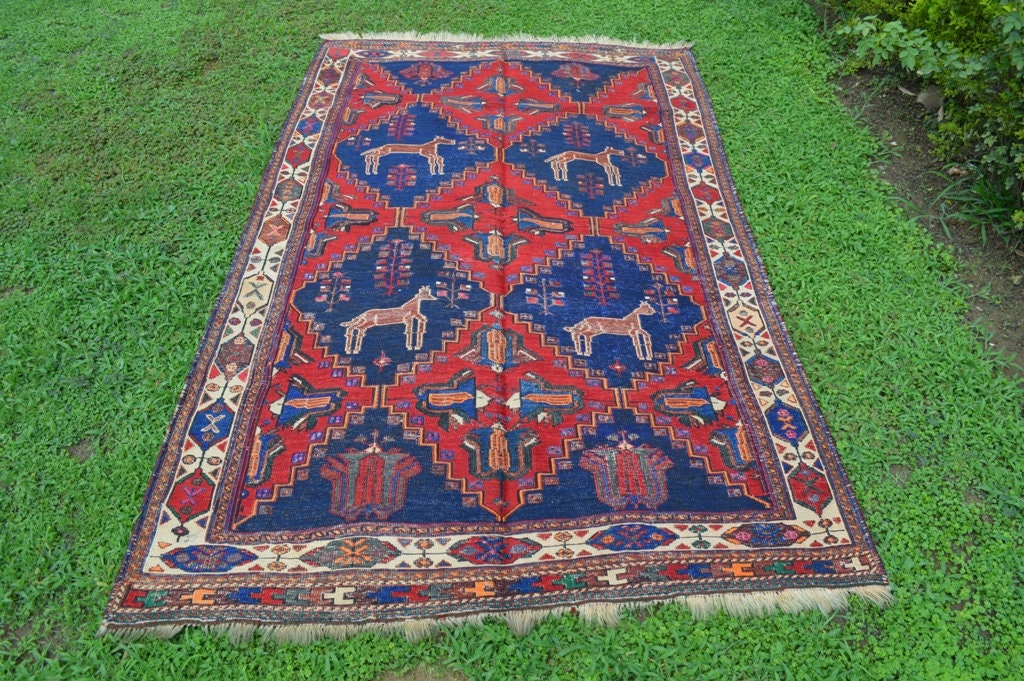 7.6 X 4.7 FT Antique Caucasian Pictorial Pattern Rug MID - Etsy