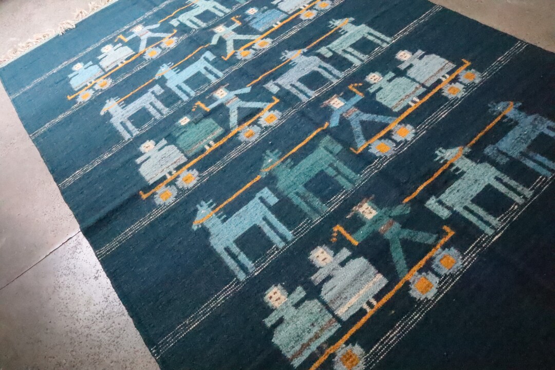 4.6 X 7.2 FT Unique Pictorial Moroccan Kilim Rug,rare Flat Weave Tribal ...