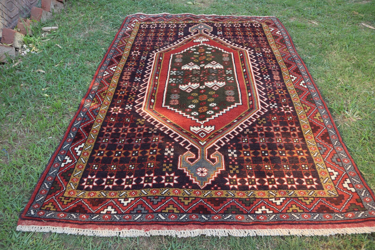 Stunning Kazak Pattern Caucasian Carpetgorgeous Dimaond | Etsy