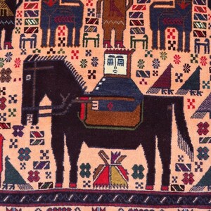 3.7 X 6.6 FT Beautiful Zakani Pictorial With Potriat Tribal Nomadic ...