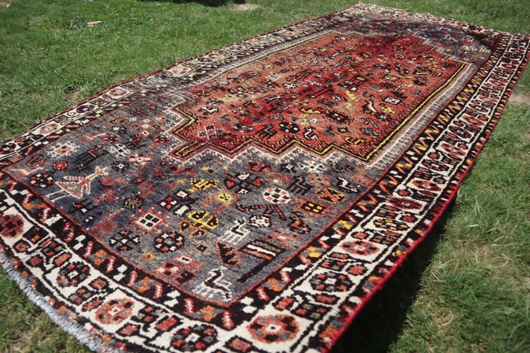 4.2 X 9.5 Feet Antique Floral Vine Color Tribal Carpet,afghan Pictorial ...