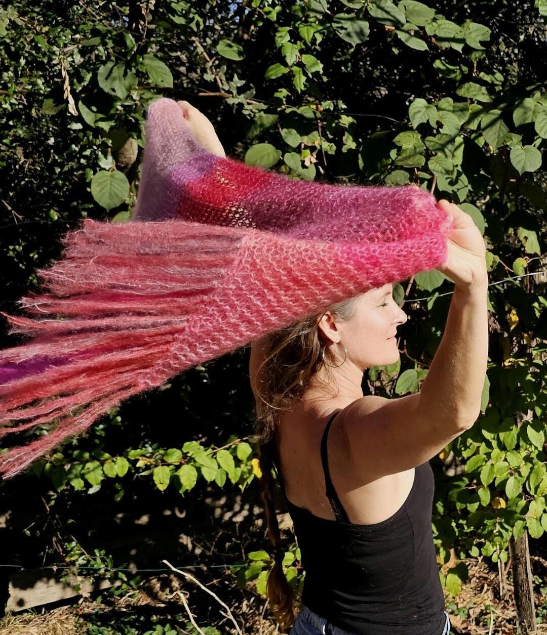 Châle " La Vie En Rose" Tricoté à La Main En France, Kid Mohair Soie ...