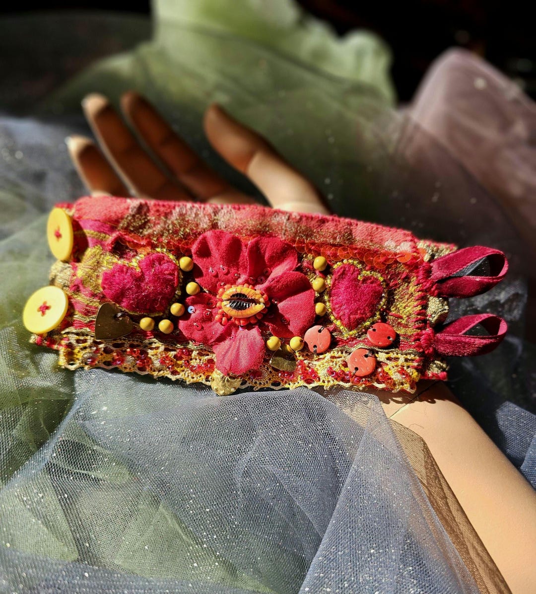 Boutonrose, Embroidered Wristband, "little Heart" - With Recycled ...
