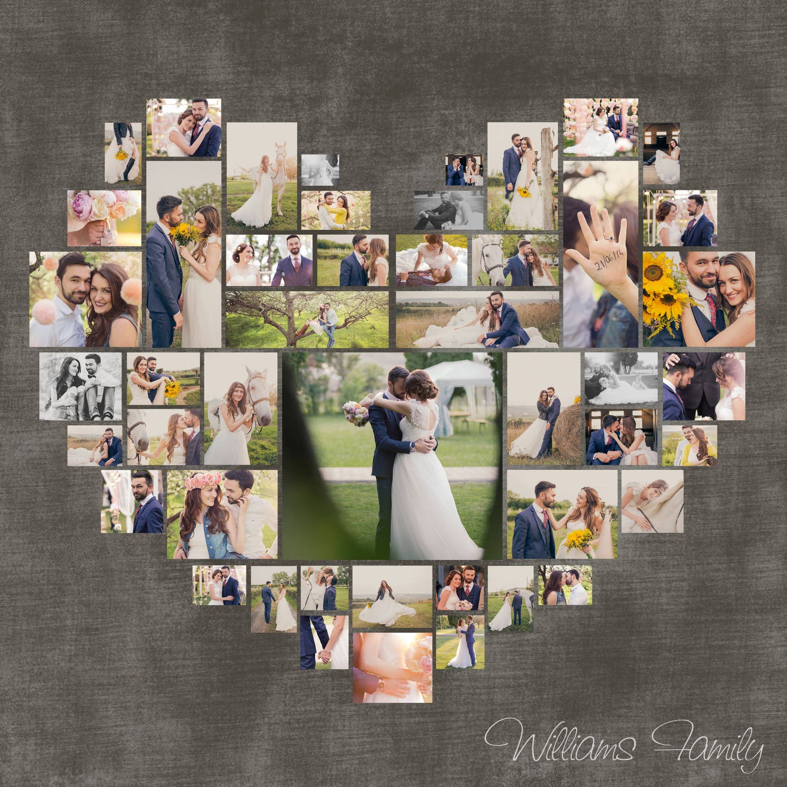 Heart Photo Collage. Valentine's Day Gift. Wedding Gift. | Etsy