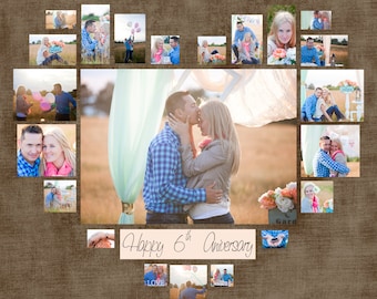 Heart 32 Photos Collage Template PSD. Wedding Gift. Anniversary Gift ...