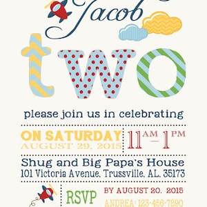 Two Birthday Invitation, 5x7 Invitation Card, Second Birthday ...