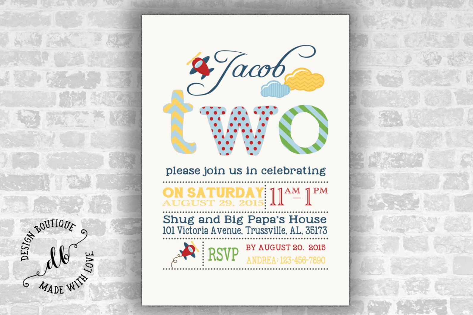 Two Birthday Invitation, 5x7 Invitation Card, Second Birthday ...