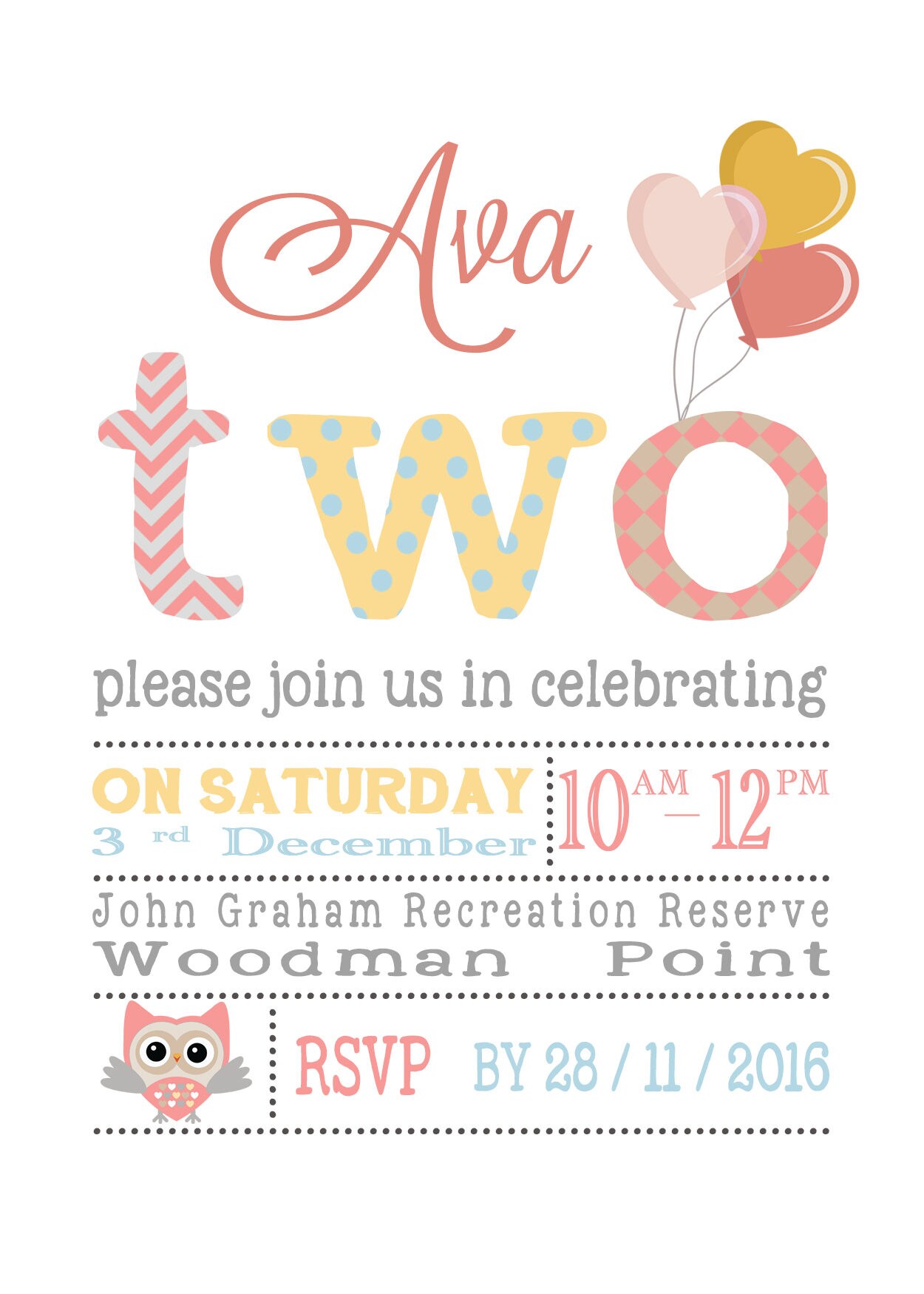 Two Birthday Invitation, 5x7 Invitation Card, Second Birthday ...