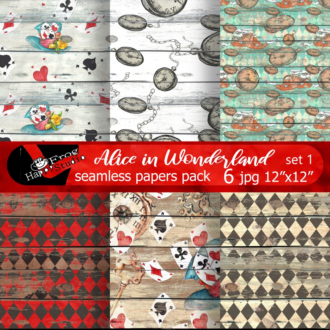 Seamless Paper Alice in Wonderland Seamless Papers Pack Alice Digital ...