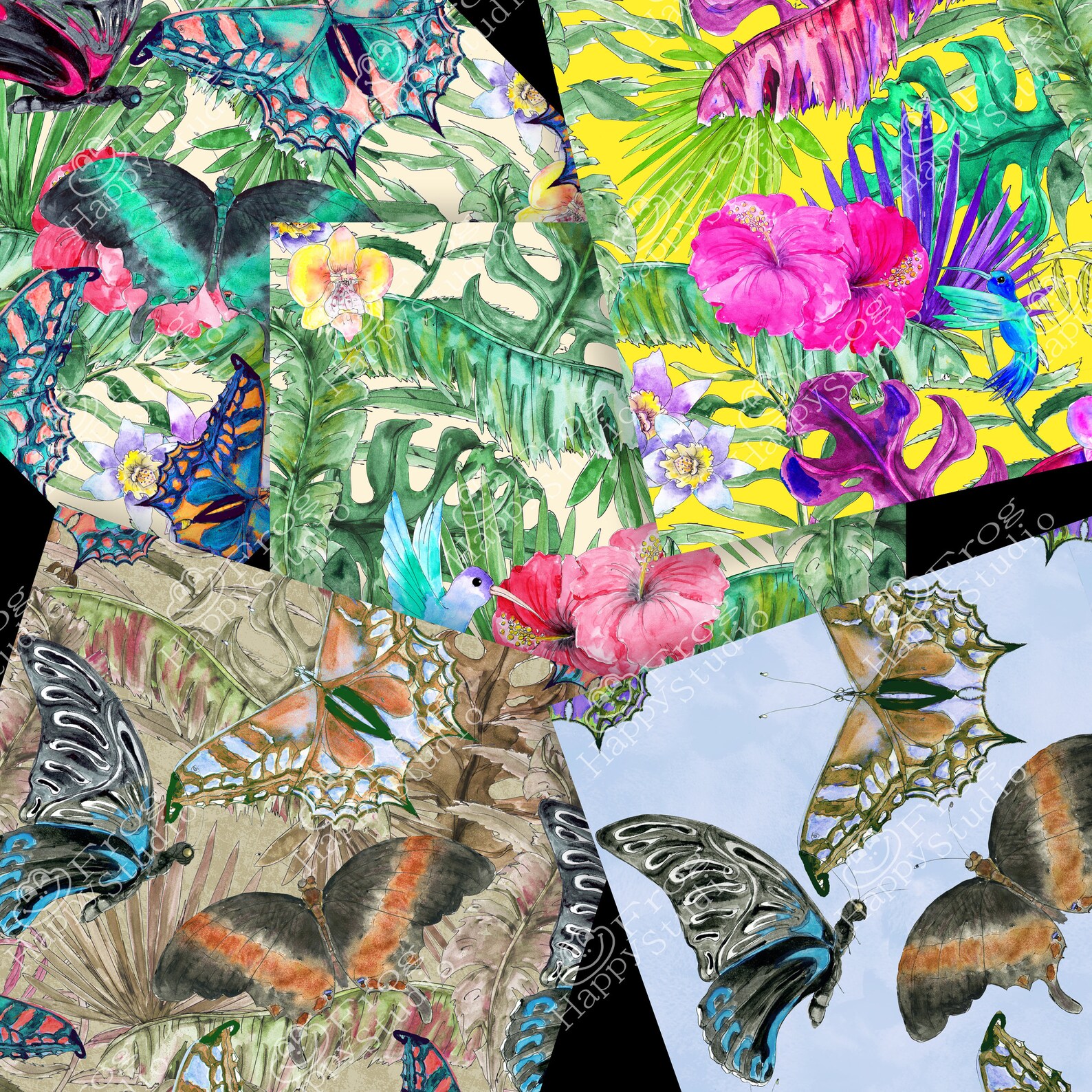 Digital Scrapbook Paper Tropical Leaves Instant Paper, Tropical ...