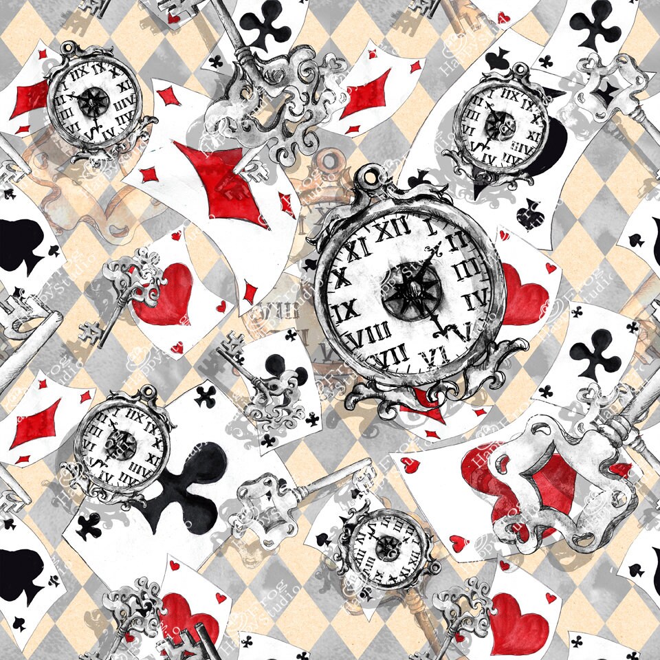 Seamless Pattern Alice in Wonderland Paper Repeat Alice Digital ...