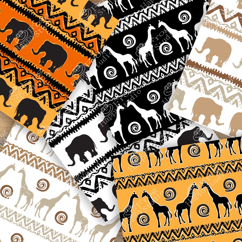 12 African Animals Digital SEAMLESS Paper Pack INSTANT DOWNLOAD ...