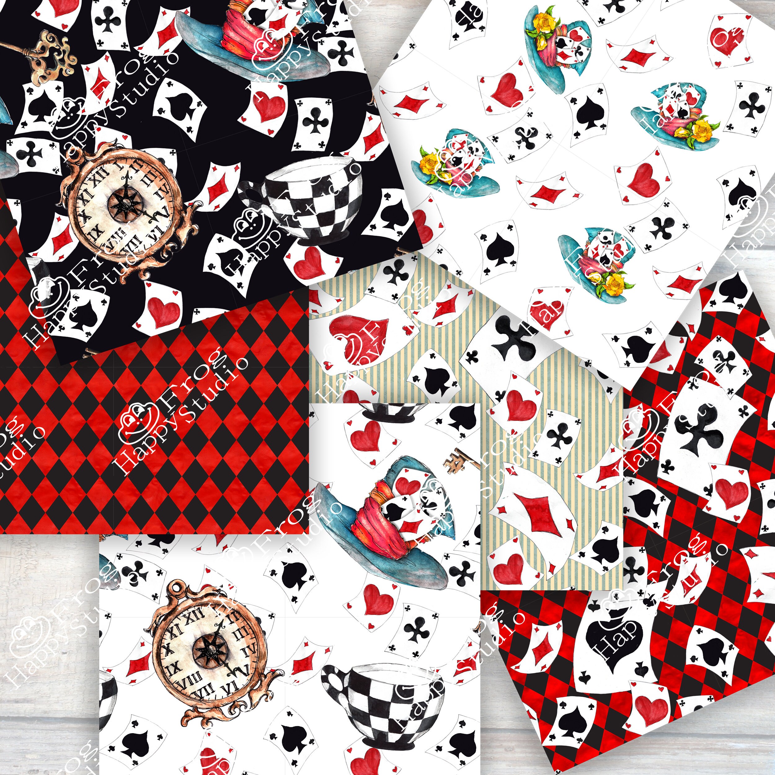 Seamless Patterns Alice in Wonderland Paper Pack Alice Digital ...