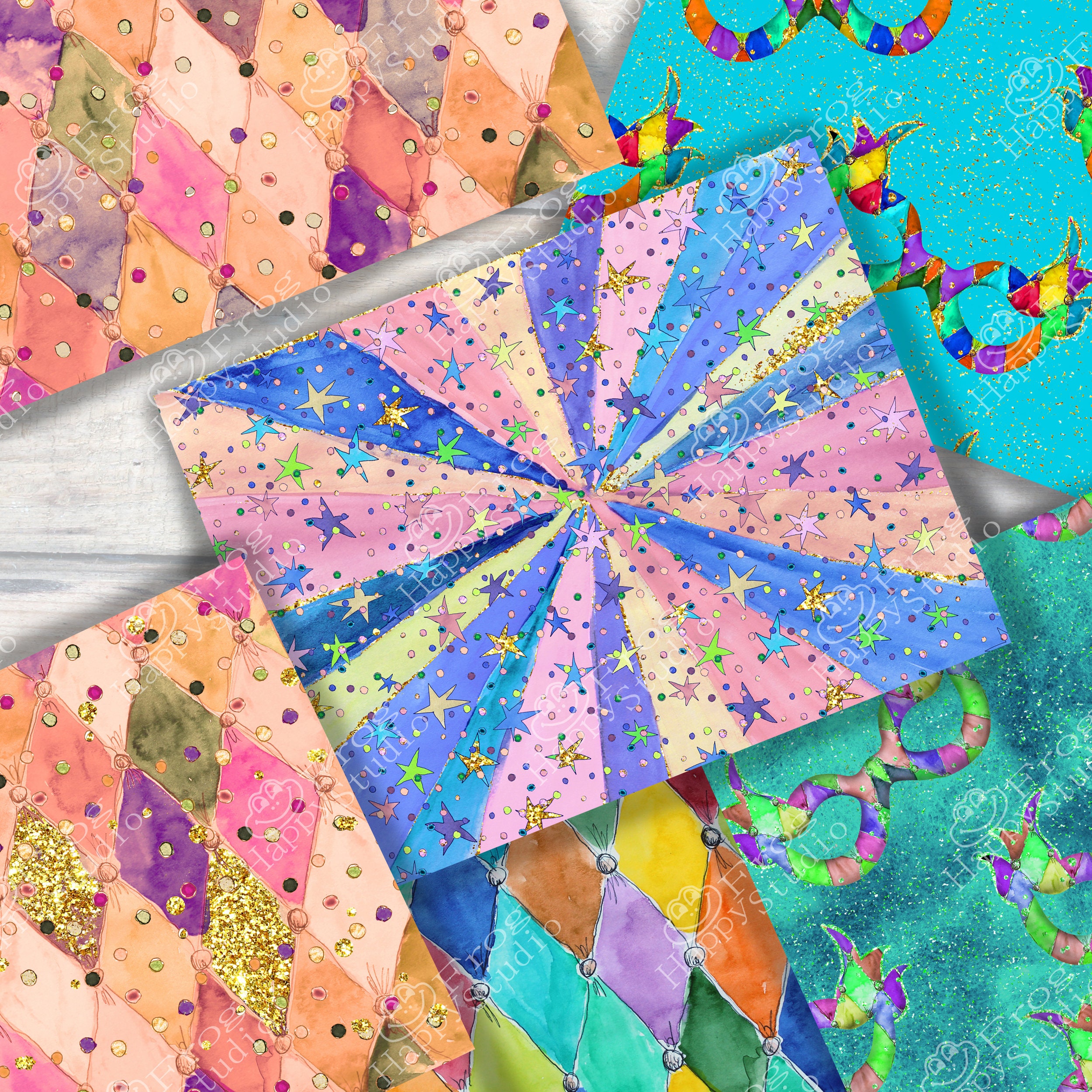 Circus Carnival Digital Paper Pack Backgrounds Scrapbook Party Clipart ...