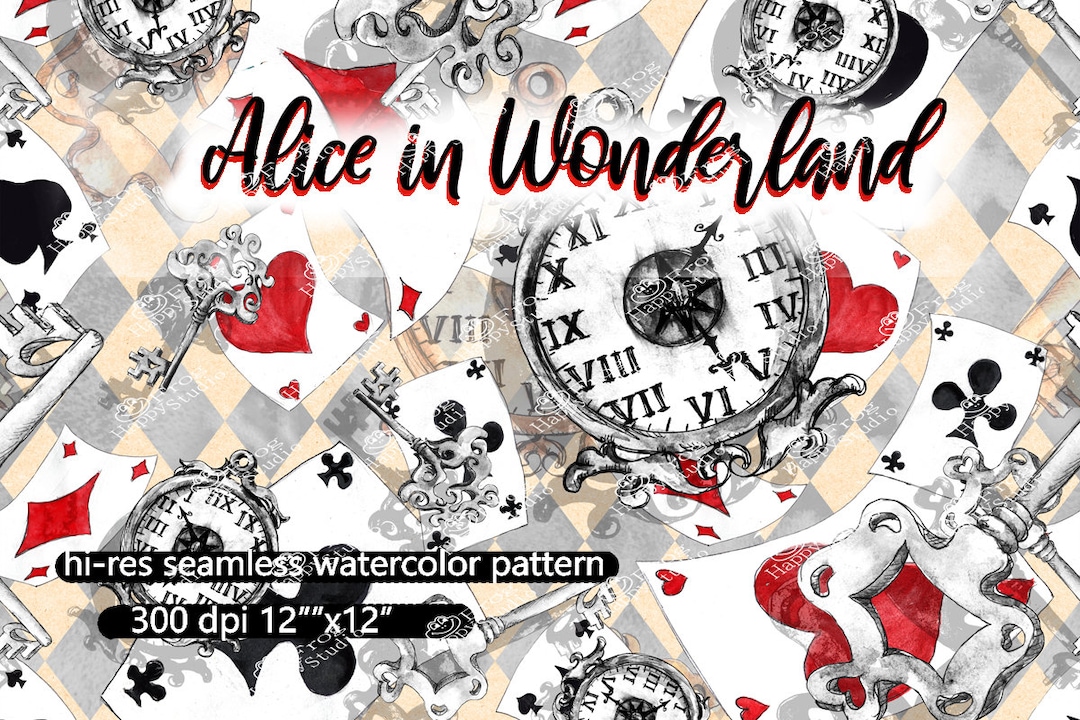 Seamless Pattern Alice in Wonderland Paper Repeat Alice Digital ...