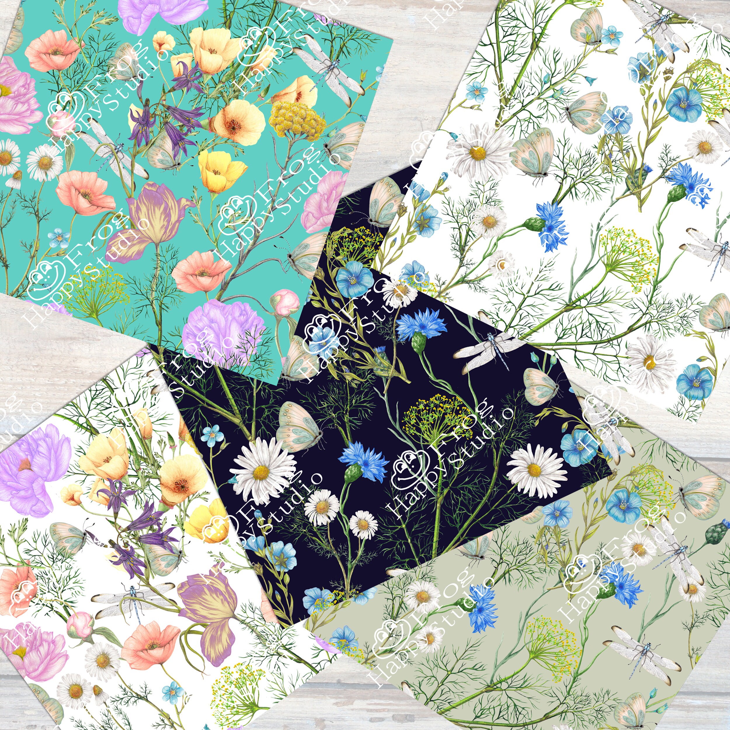 Floral Paper Pack Botanical Seamless Papers Watercolor Floral - Etsy ...
