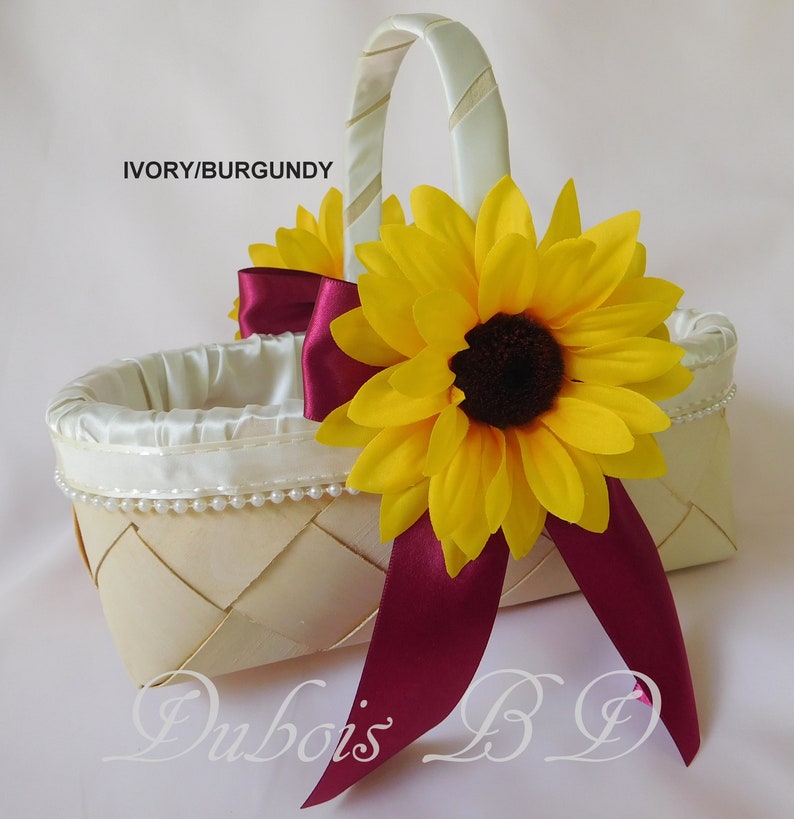 Sunflower basket Flower girl basket Sunflower wedding Fall | Etsy