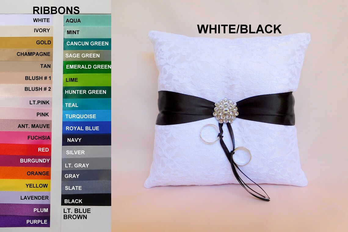 White and Black Ring Bearer Pillow Ring Bearer Pillow - Etsy