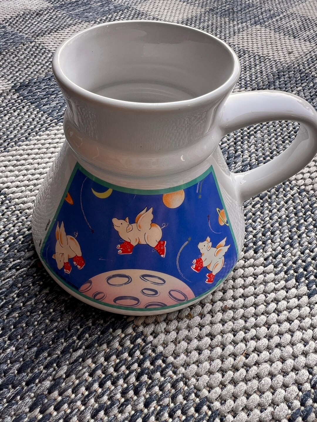 Vintage Otagiri Japan Travel Mug Pigs Flying by Fiona Stokes No Slip No ...