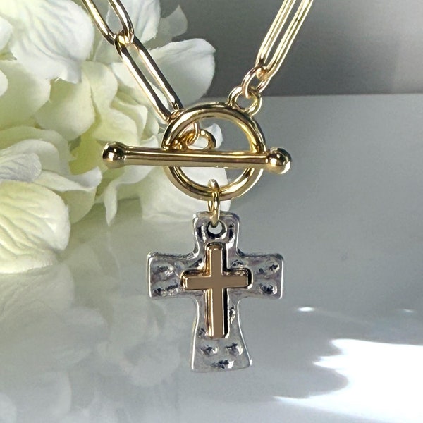 Double Cross Chain Necklace - Etsy