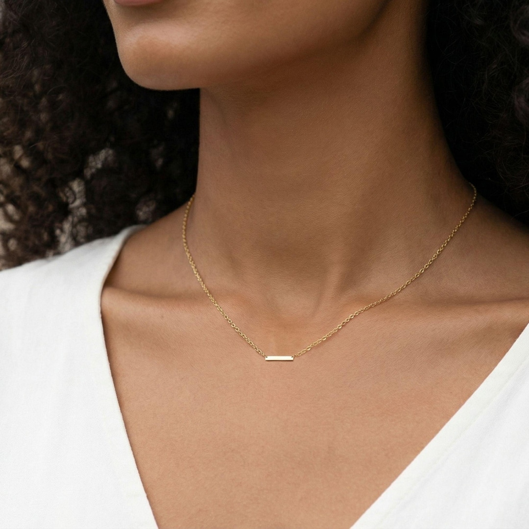 Dainty Gold Bar Necklace, Horizontal Bar Necklace 14K Gold Filled ...