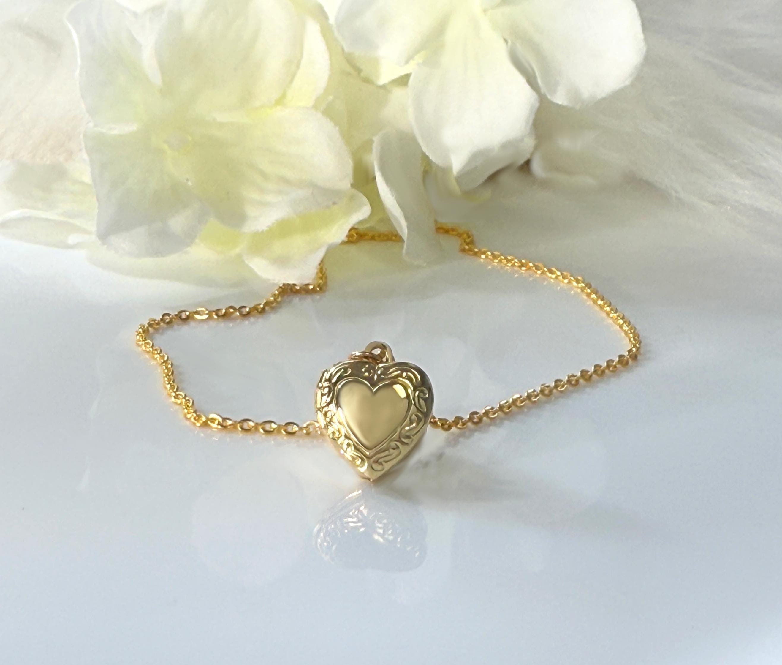Heart Locket Necklace for Girls, Gold Vintage Locket Necklace, Toddler ...