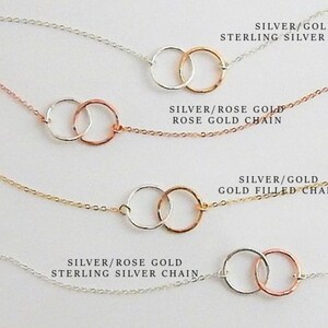 Eternity Circle Necklace, Interlocking Gold Silver Necklace, Two Tone ...