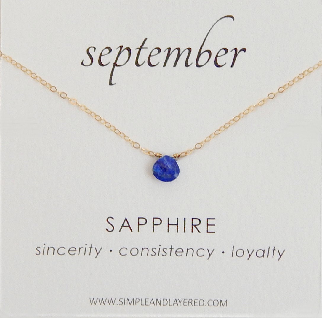 Raw Sapphire Briolette Necklace, September Birthstone, Personalized ...