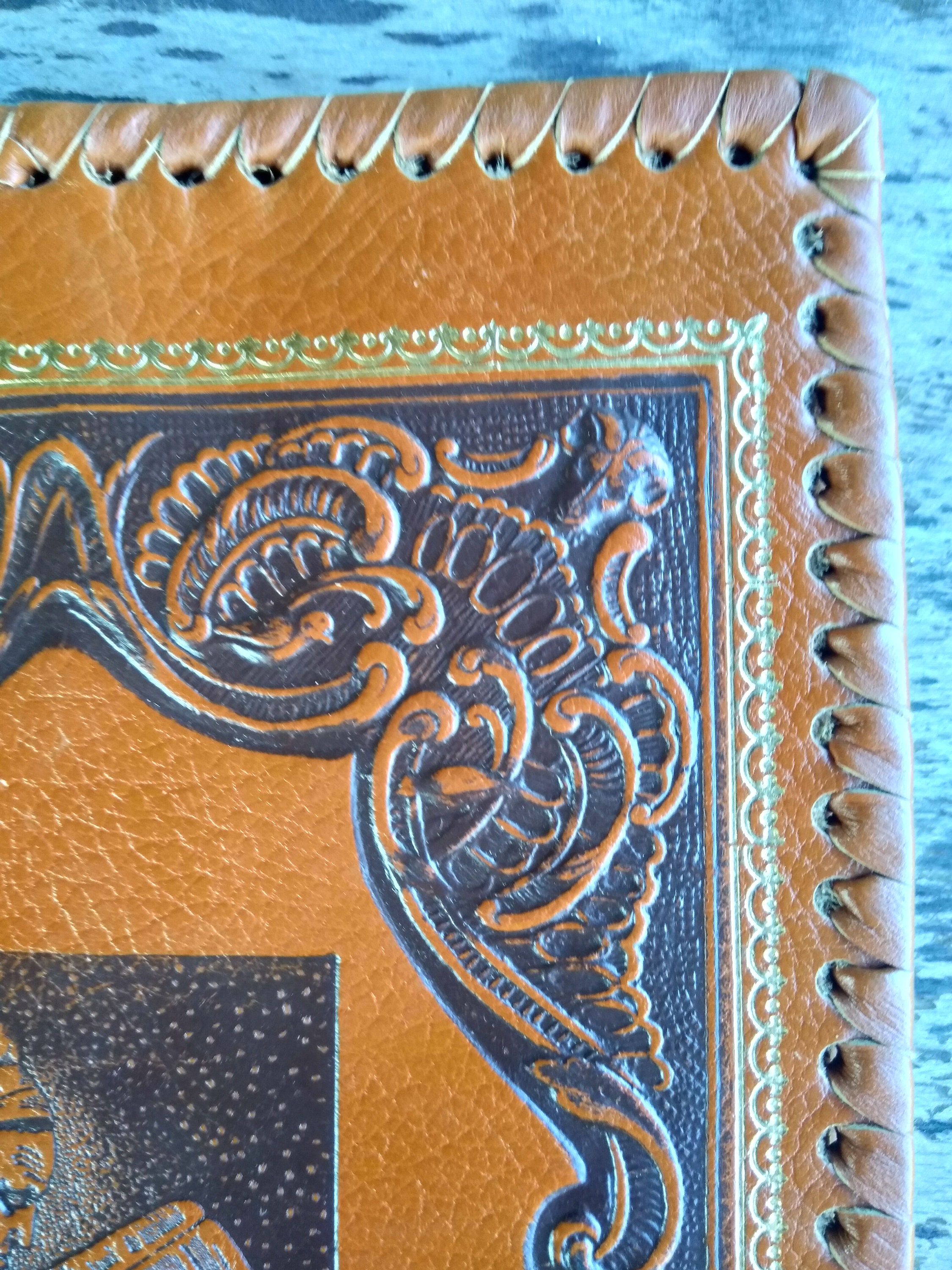 Vintage Leather Book Cover Embossed Leather Book Cover Stamped - Etsy