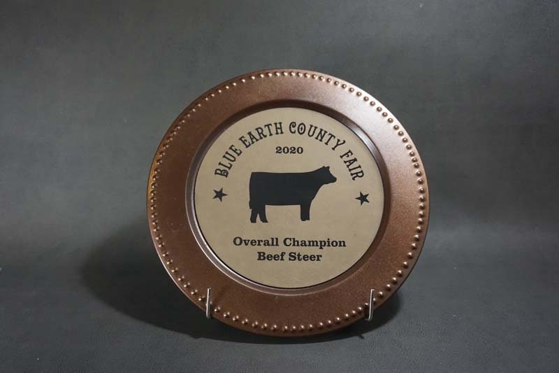Livestock Showmanship Award, Charger, Tray, Copper, Silver, Round, Beef ...
