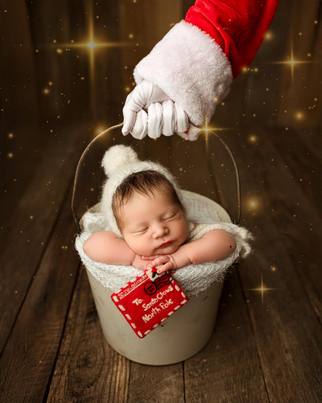 Santa Hand Newborn Bucket Overlay - Etsy