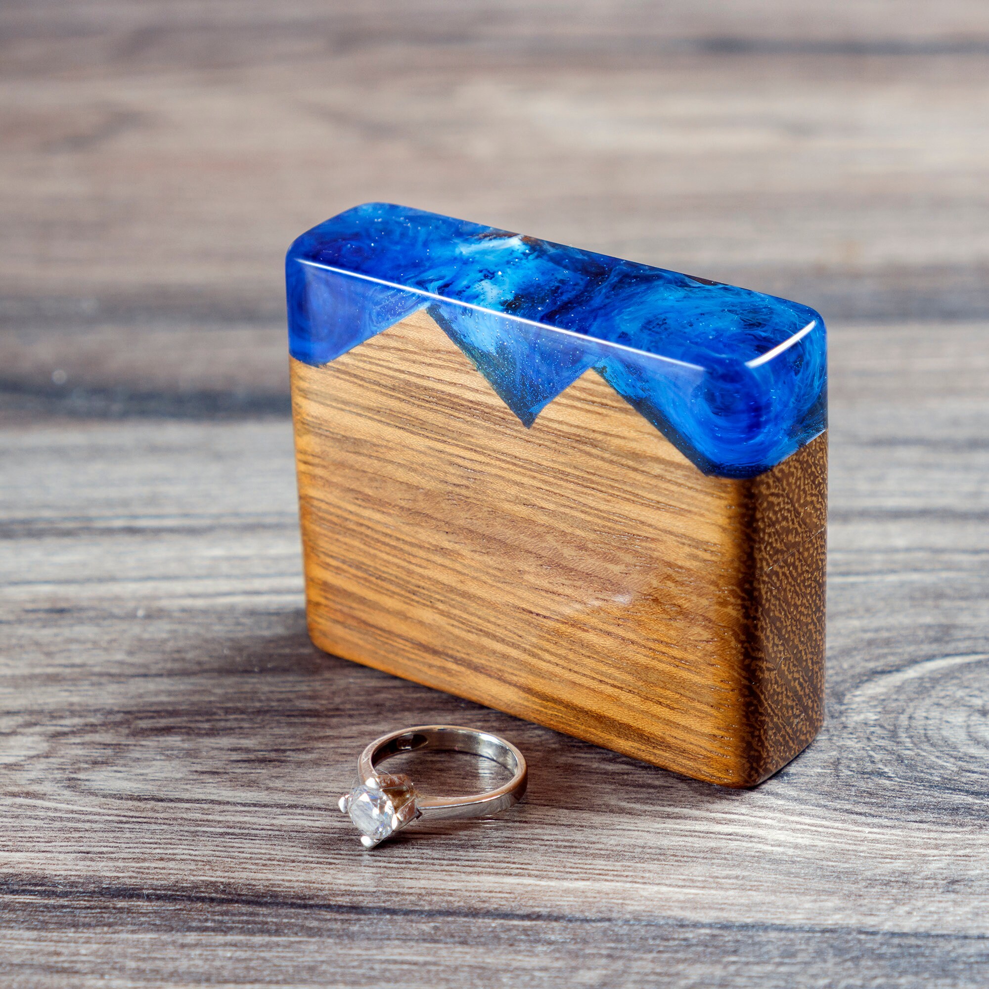 Ready to ship Mountain ring box. Slim engagement ring box. Wood 5th ...