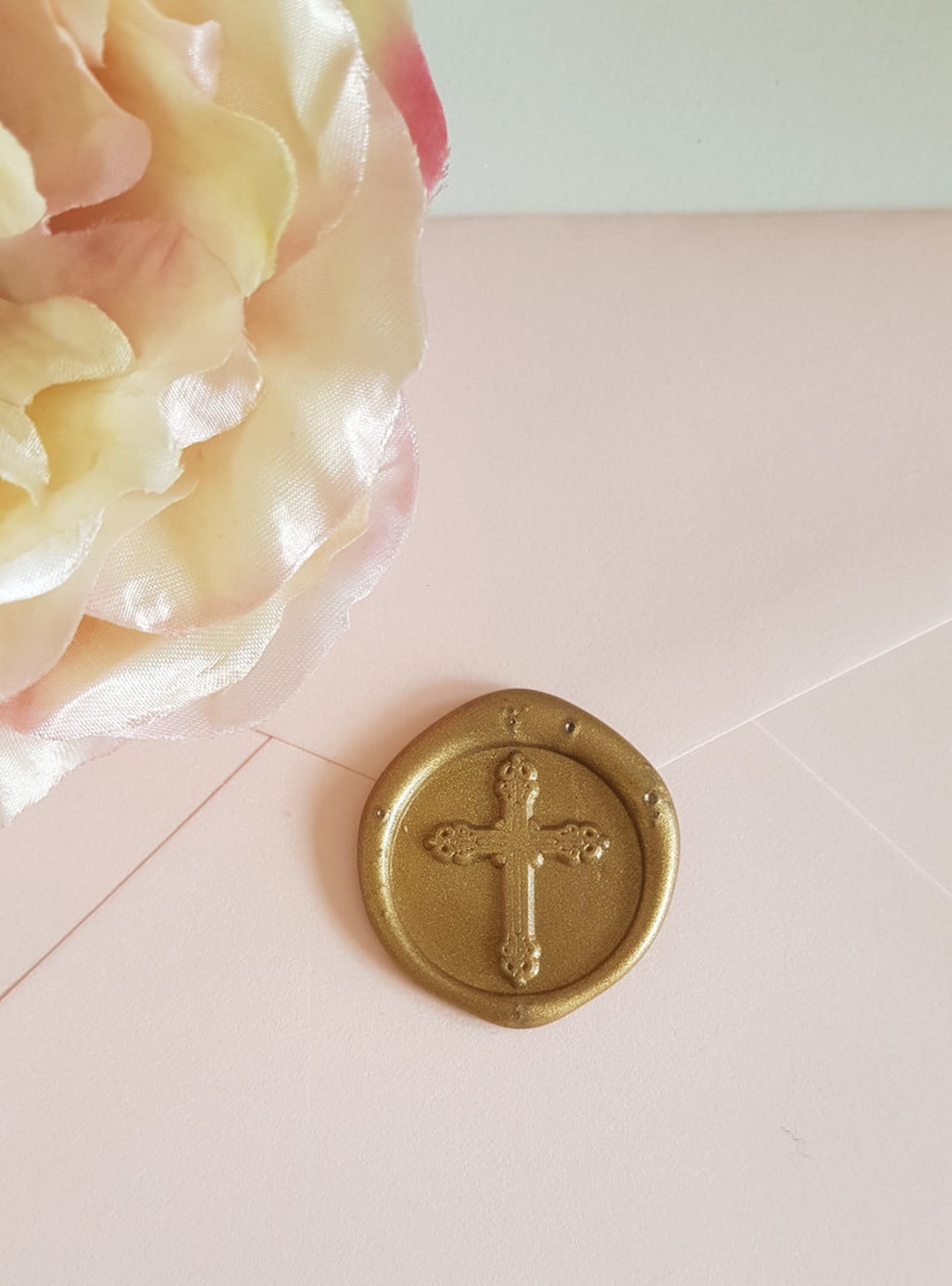 Cross Wax Seal Stickers, Church Christening Baptism Wax Self Adhesive ...