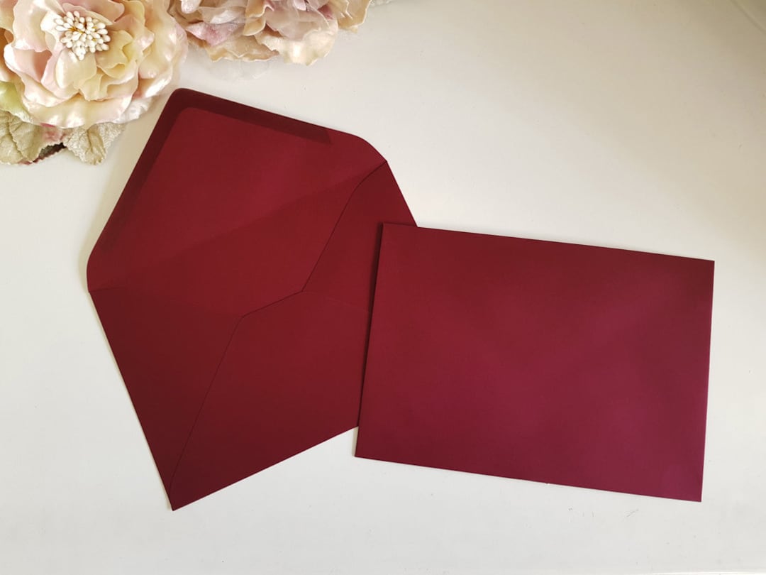 Red 5x7 Envelope A7 Burgundy Bulk Dark Deep Wedding Invitation Sydney ...