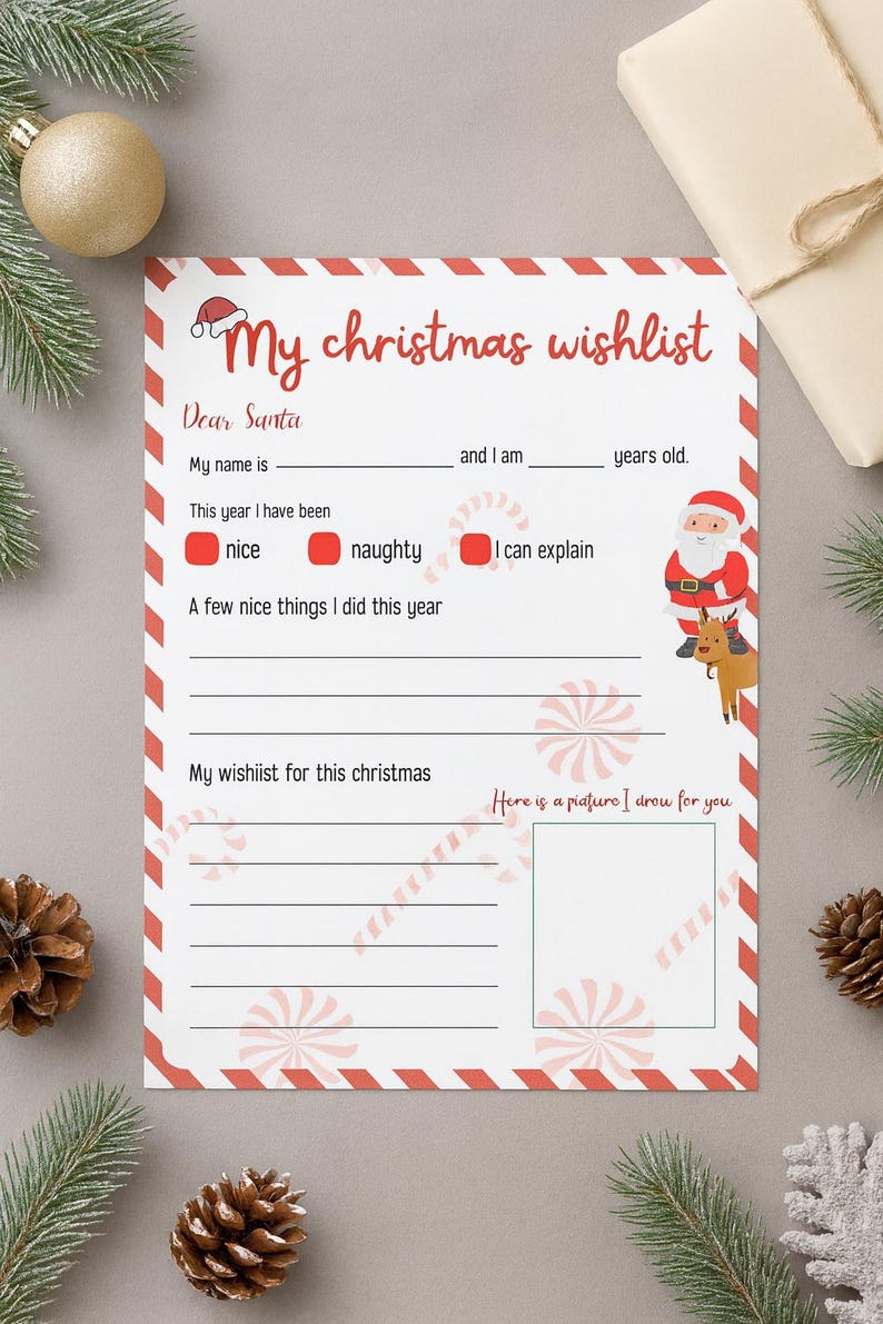 Editable Christmas Wishlist for Kids | Printable Letter to Santa ...