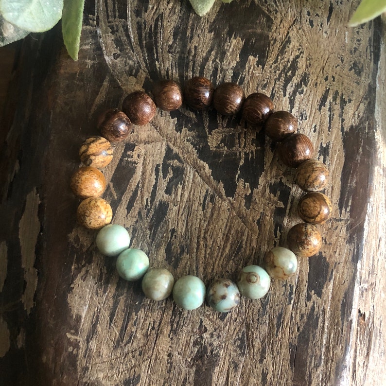 Keep Calm: Calming Jasper & Robles Wood Bracelet, Anxiety Relief - Etsy