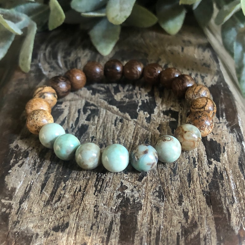 Keep Calm: Calming Jasper & Robles Wood Bracelet, Anxiety Relief - Etsy