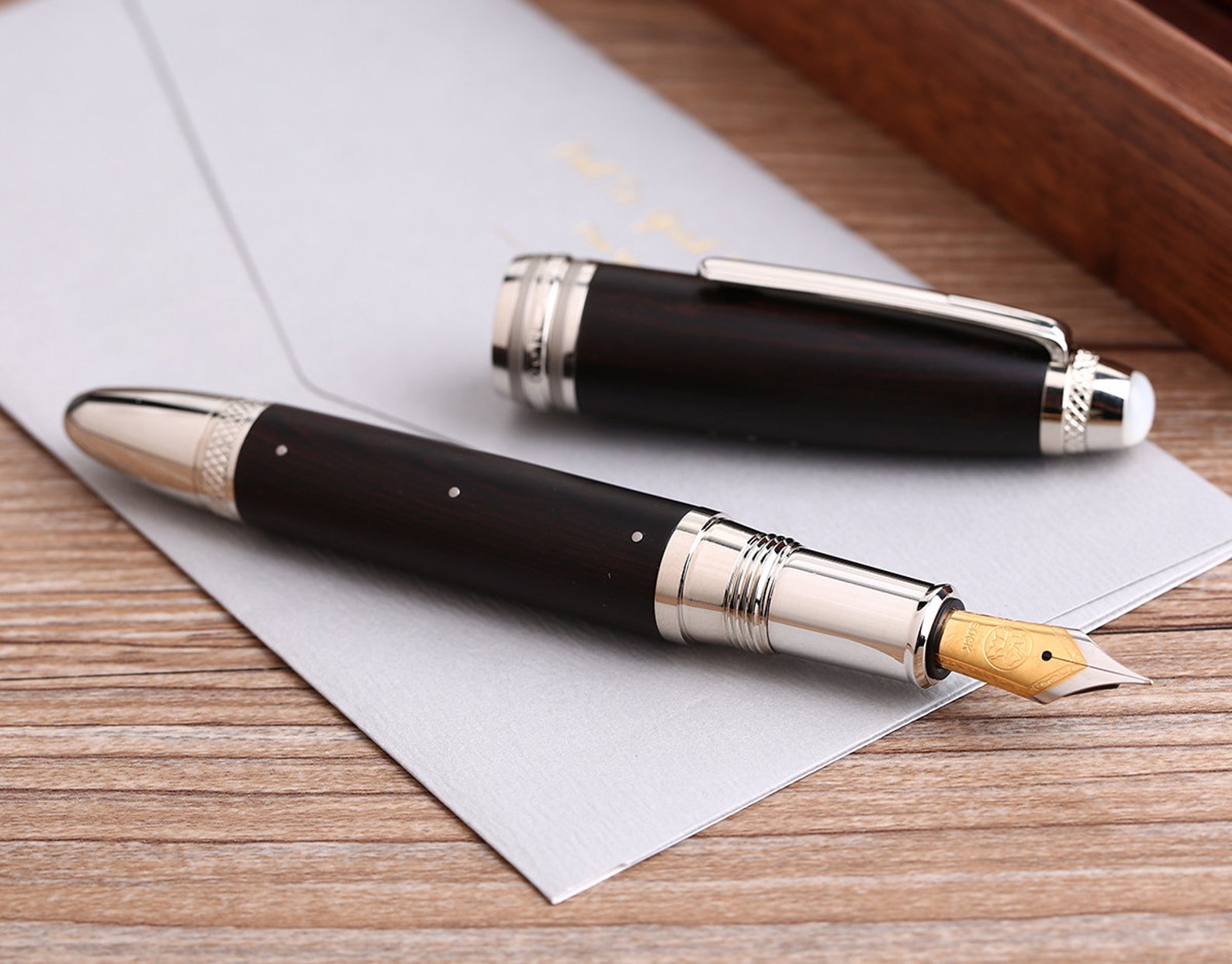 Majohn M1000 Wood Fountain Pen #35 BOCK Nib, Handmade Rivet Pearl Top ...
