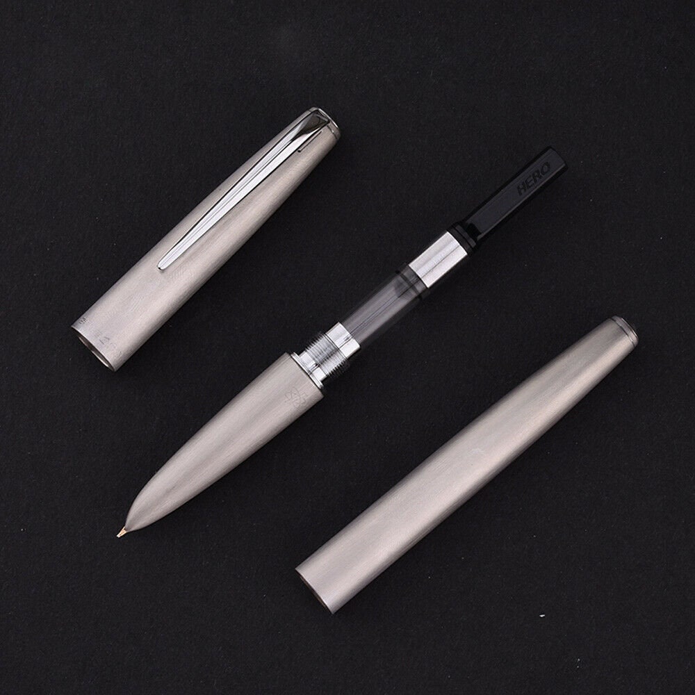 Hero 100 Series 14K Gold Classic Fountain Pen Matte Steel | Etsy