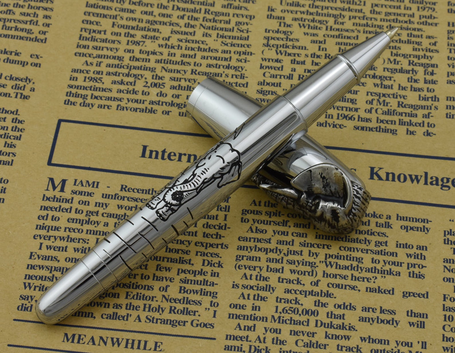 Fuliwen Elephant Rollerball Pen, Black/ Silver Writing Gift Pens With ...