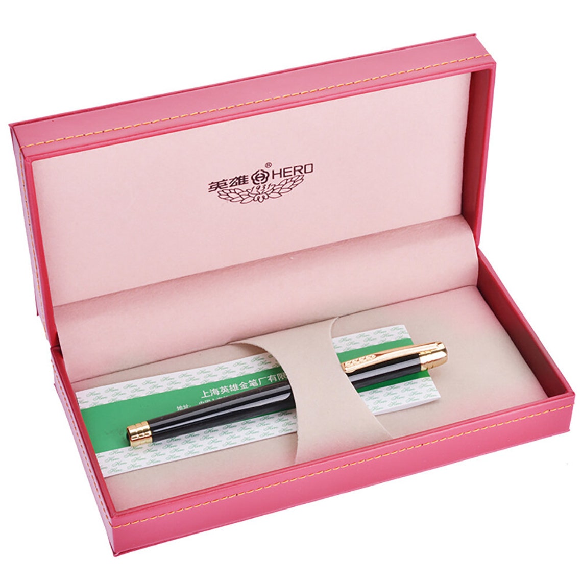 Hero 200C 14K Gold Fountain Pen Fine Nib Gold Carved Clip - Etsy