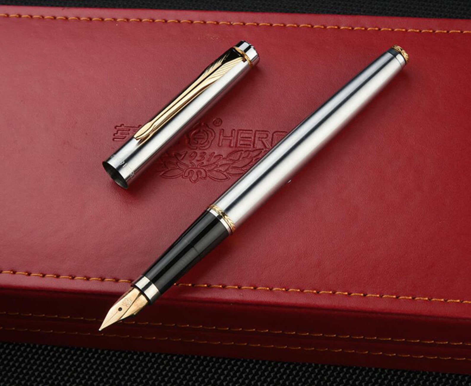 Hero 200A Classic Stainless Fountain Pen 14K Gold Fine Nib | Etsy