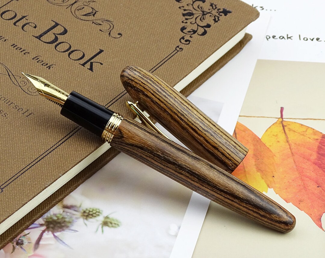 Majohn M6 Handmade Natural Tiger Texture Sandalwood Fountain Pen, Fine ...