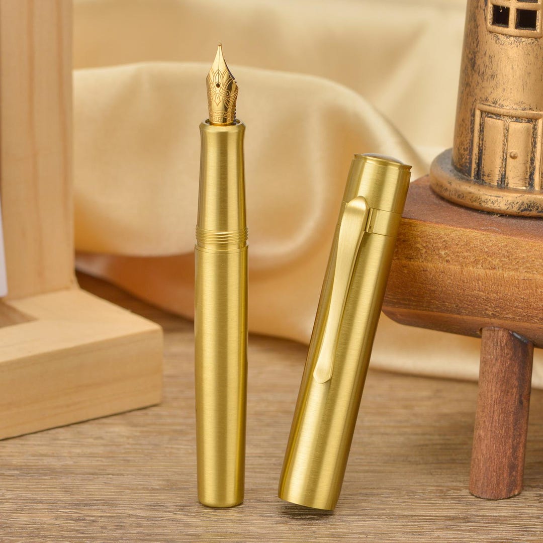 Hongdian M2 Brass Fountain Pen Pocket Pen, EF/F/M Nib Short Writing ...