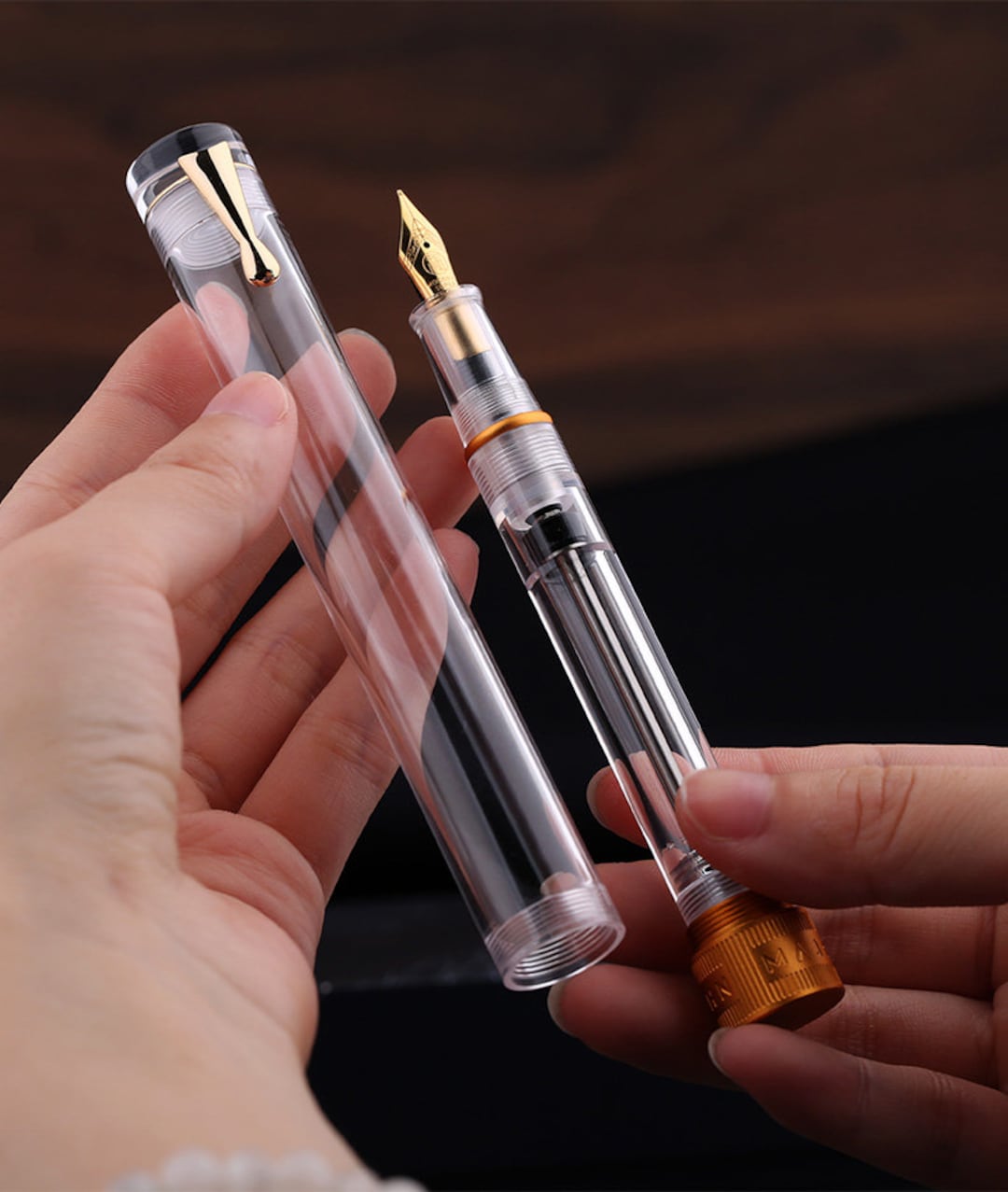 New Majohn V1 Fountain Pen Transparent Resin Demonstration Vacuum ...