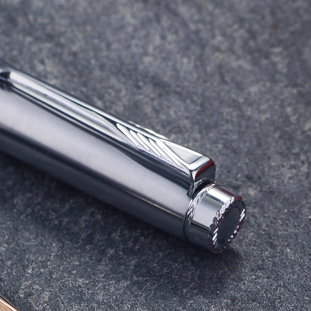 Hero 200A Classic Stainless Fountain Pen, 14K Gold Fine Nib Silver Trim ...