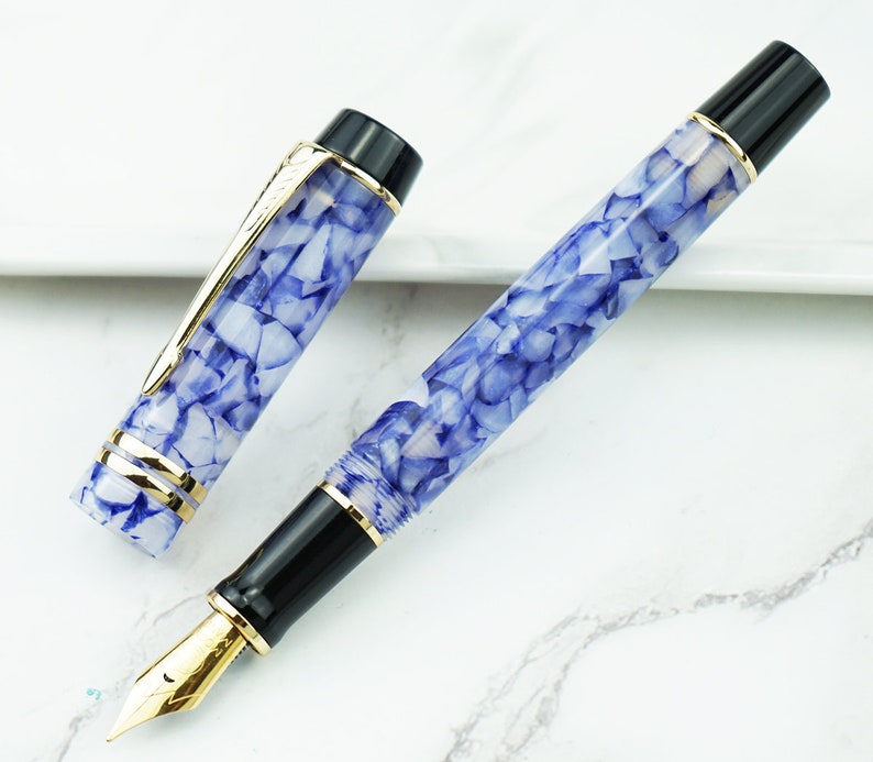 Majohn M600S Blue Marble Acrylic Fountain Pen Iridium EF/ F/ - Etsy