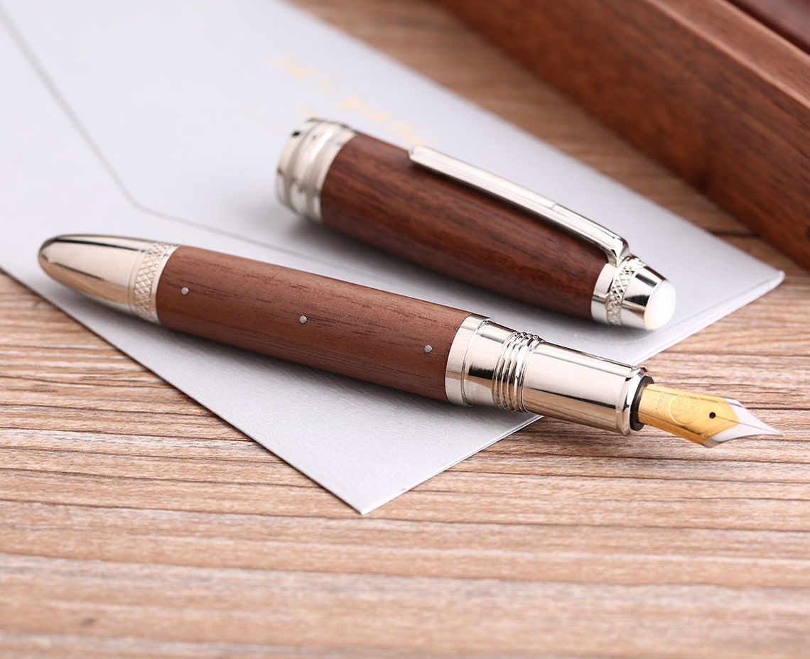 Majohn M1000 Wood Fountain Pen 35 BOCK Nib Handmade Rivet - Etsy