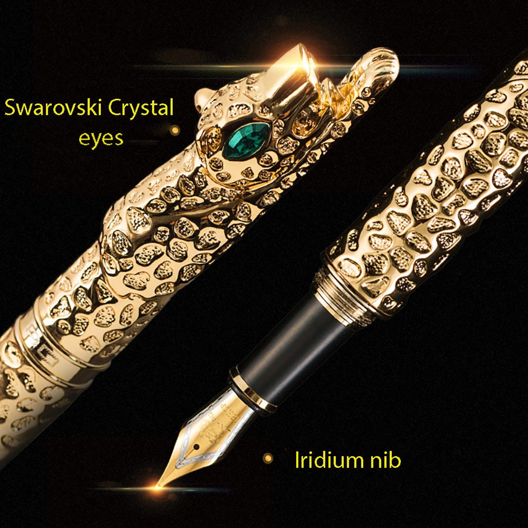 Jinhao Leopard Fountain Pen, Crystal Eye Pens Ef/f/m/bent Calligraphy Pen - Etsy